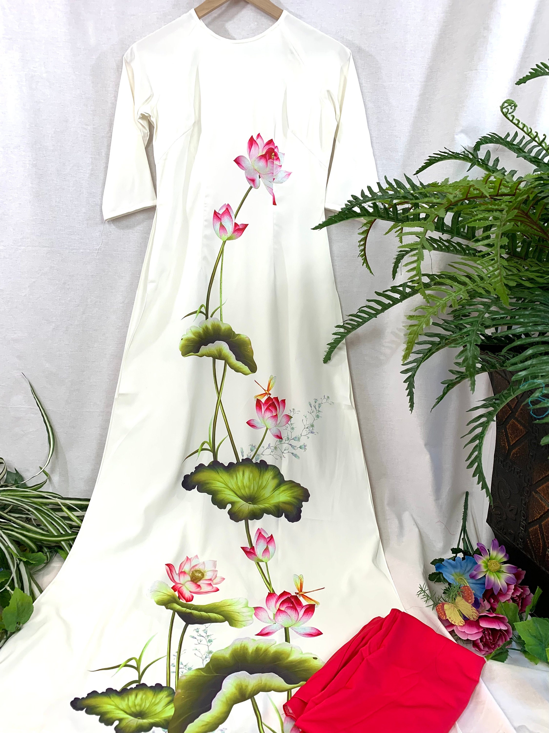 White Ao Dai Vietnamese Lua Mango Silk Long Dress With Pants#0257 - Etsy