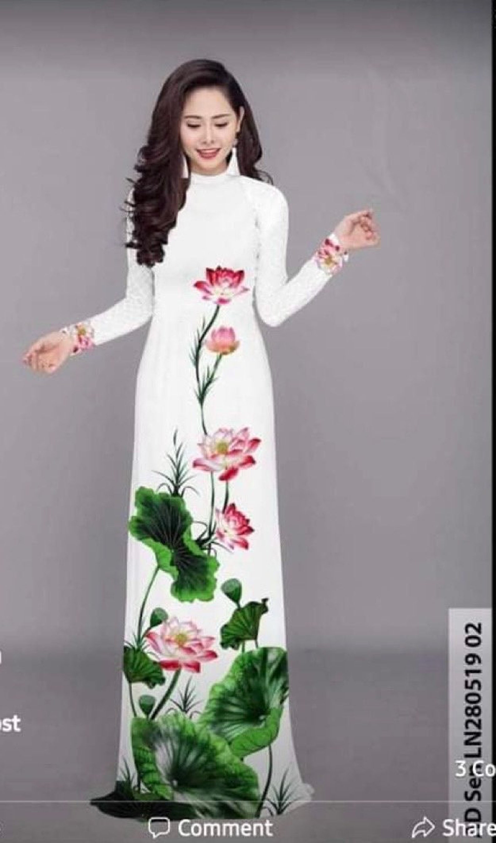 White Ao Dai Vietnamese Lua Mango Silk Long Dress With White | Etsy