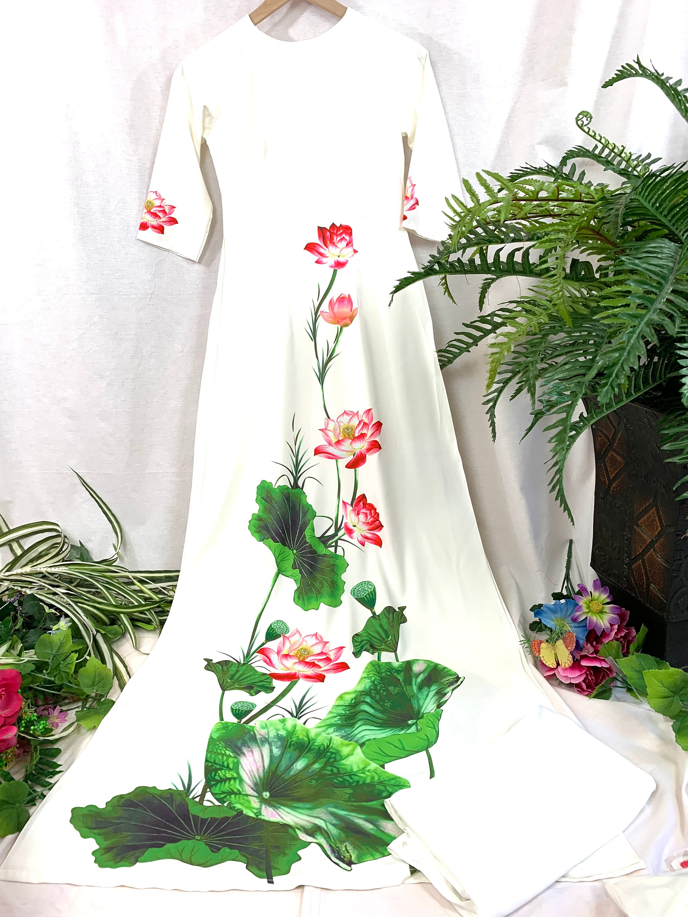 White Ao Dai Vietnamese Lua Mango Silk Long Dress With White - Etsy