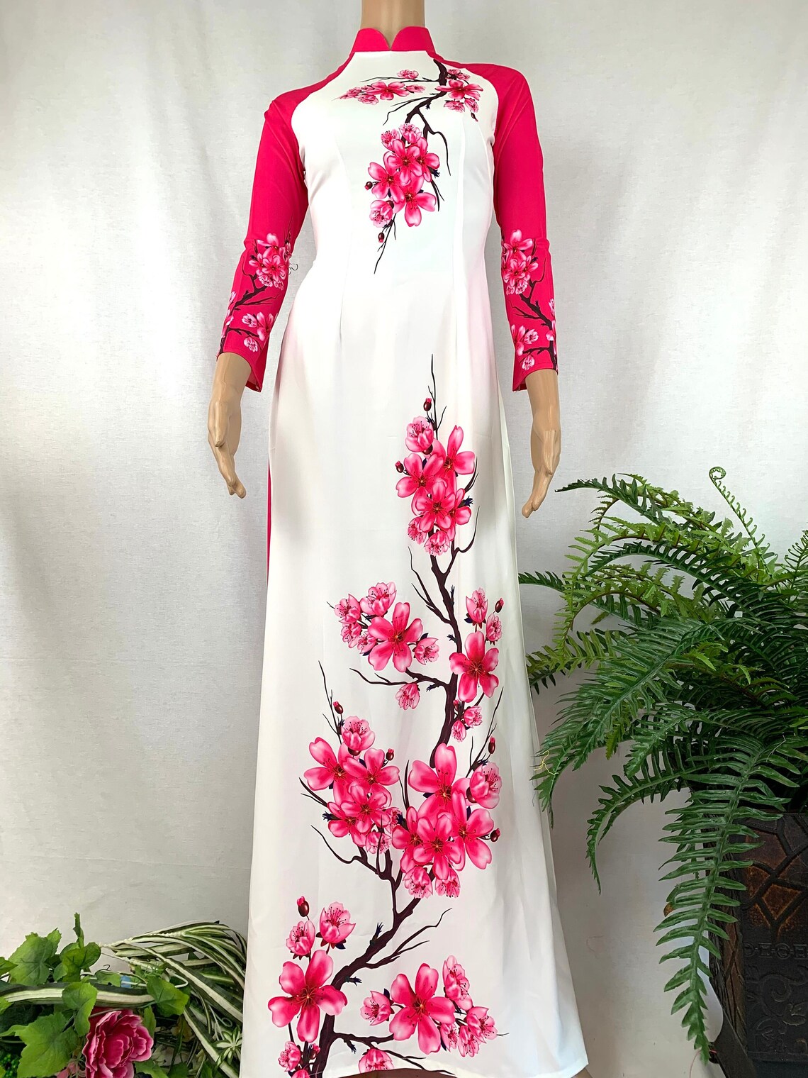 White Ao Dai Vietnamese Lua Mango Silk Long Dress With Pants - Etsy