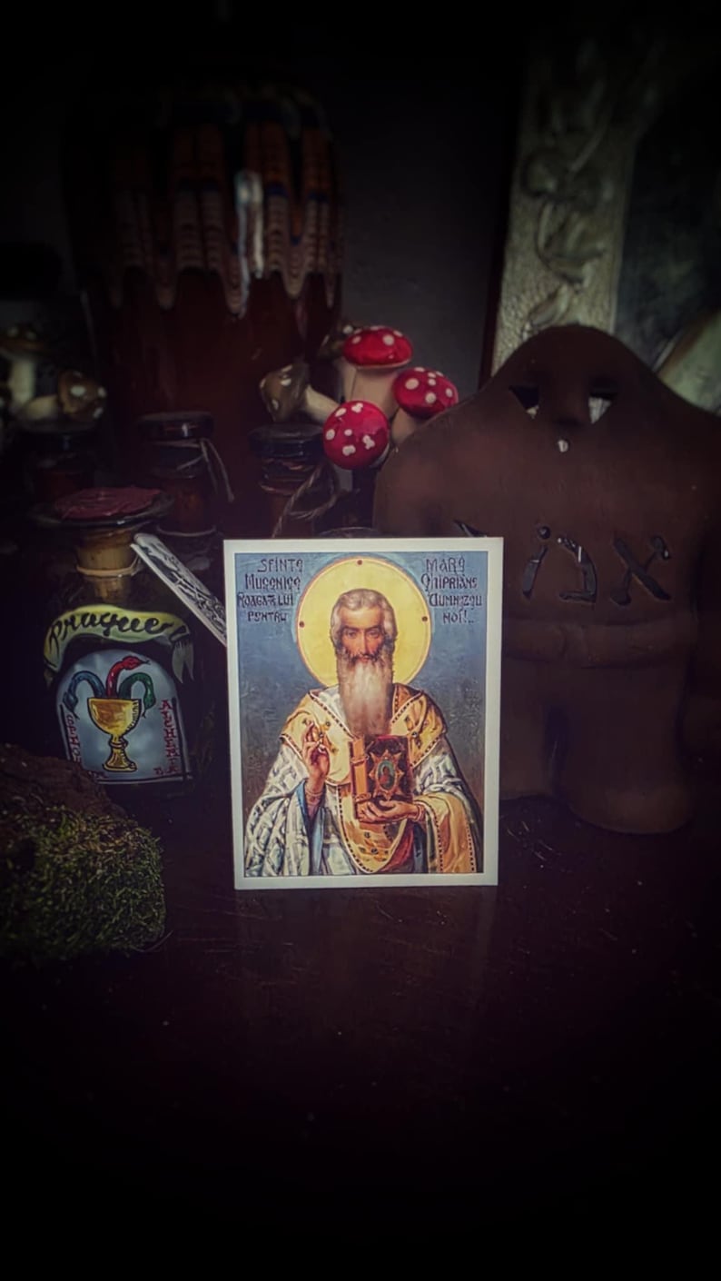 St Cyprian Holy Card. Patron Saint of Sorcerers, Witches, Necromancers ...
