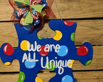 Autism Awareness Puzzle Piece Door Hanger Gift Idea - Etsy