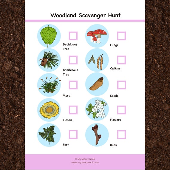 Woodland Printable nature scavenger hunt activity for kids | Etsy