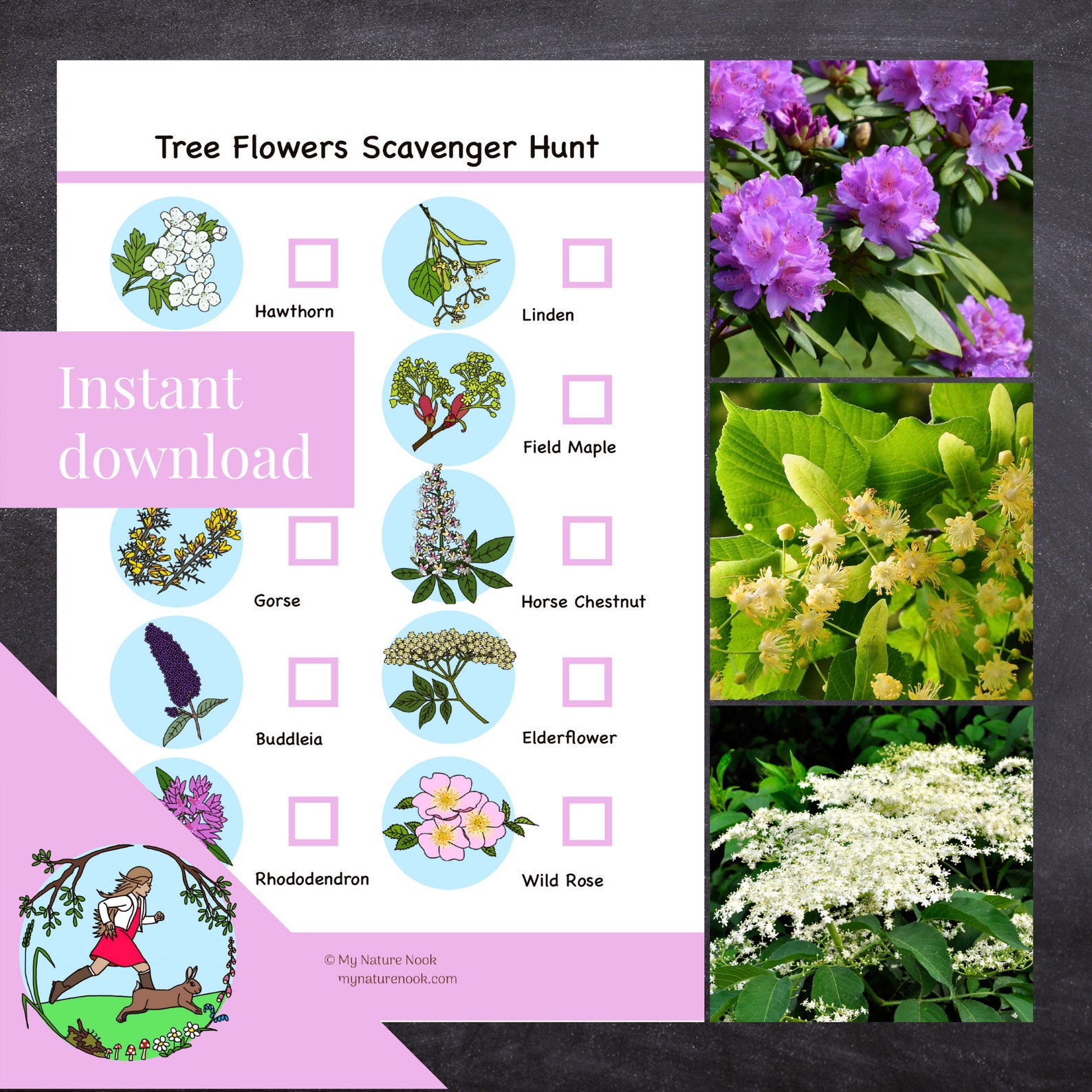 Trees Nature Walk Scavenger Hunt Printable Activity Bundle for Children ...