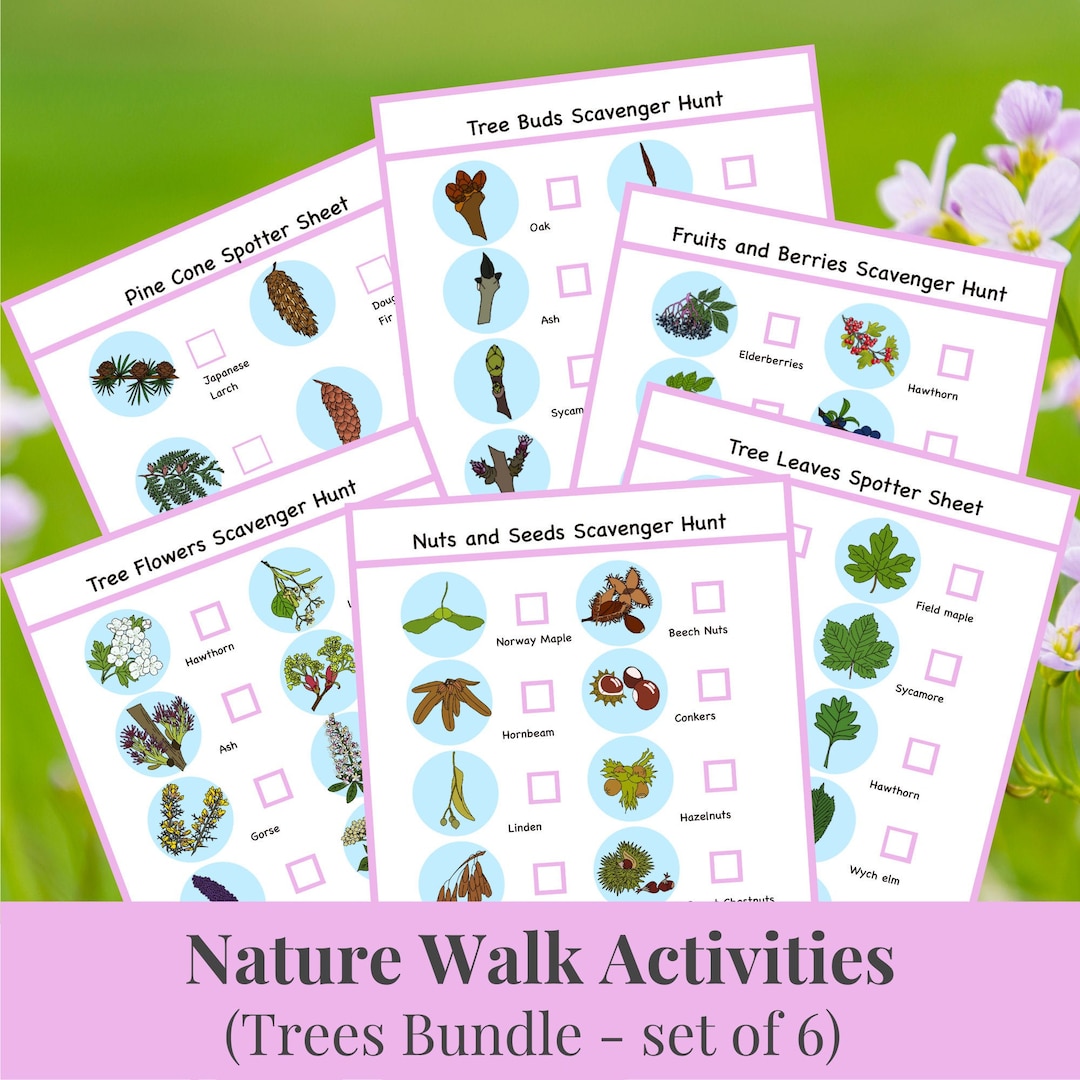 Trees Nature Walk Scavenger Hunt Printable Activity Bundle for Children ...