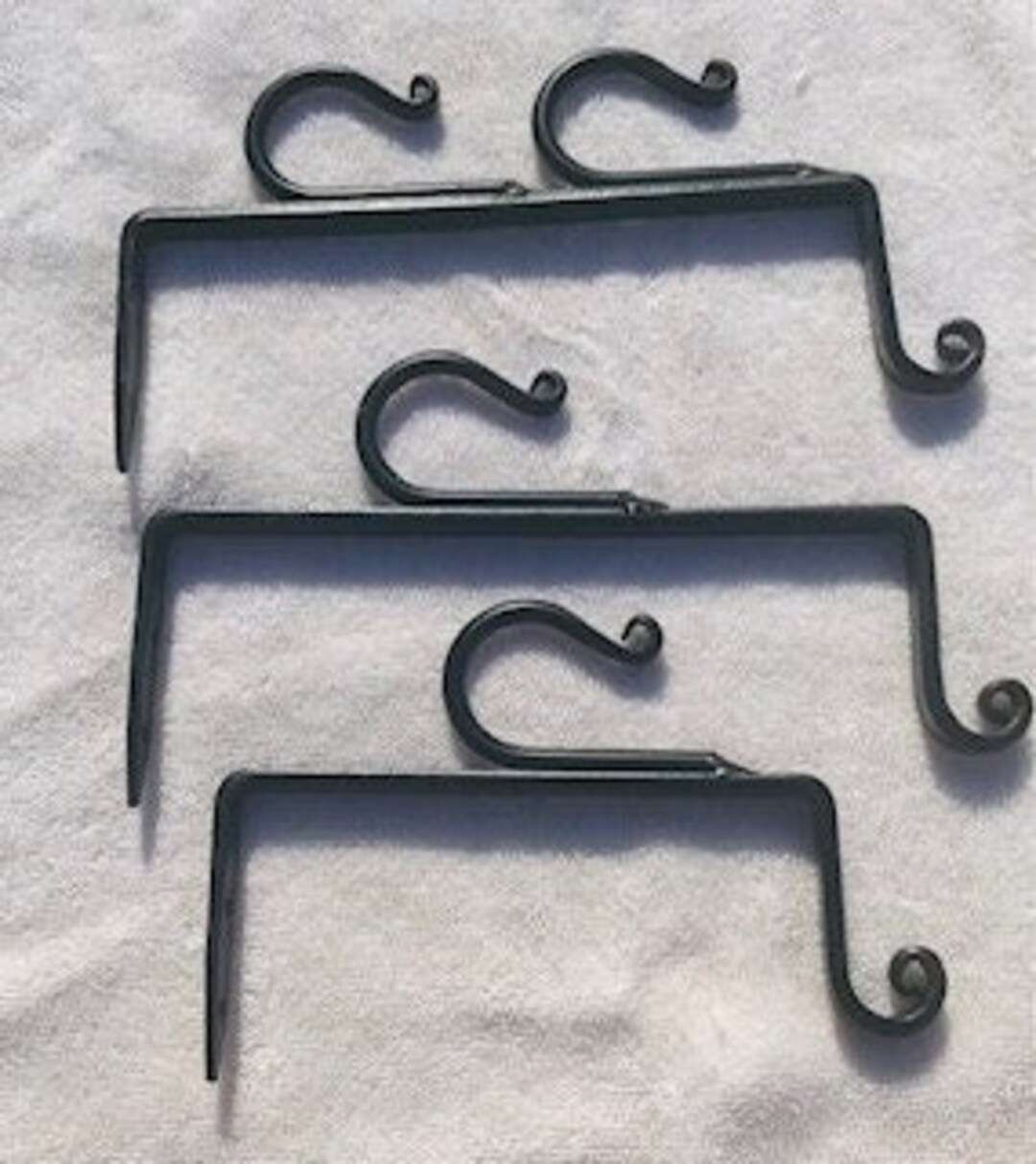 Amish Black Iron Shelf Curtain Brackets. Set of 2, Single or Double Rod ...