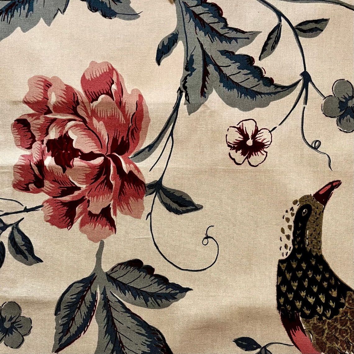 Rose Cumming Paradiso Fabric Sample – Floral Bird Print Cotton - Etsy