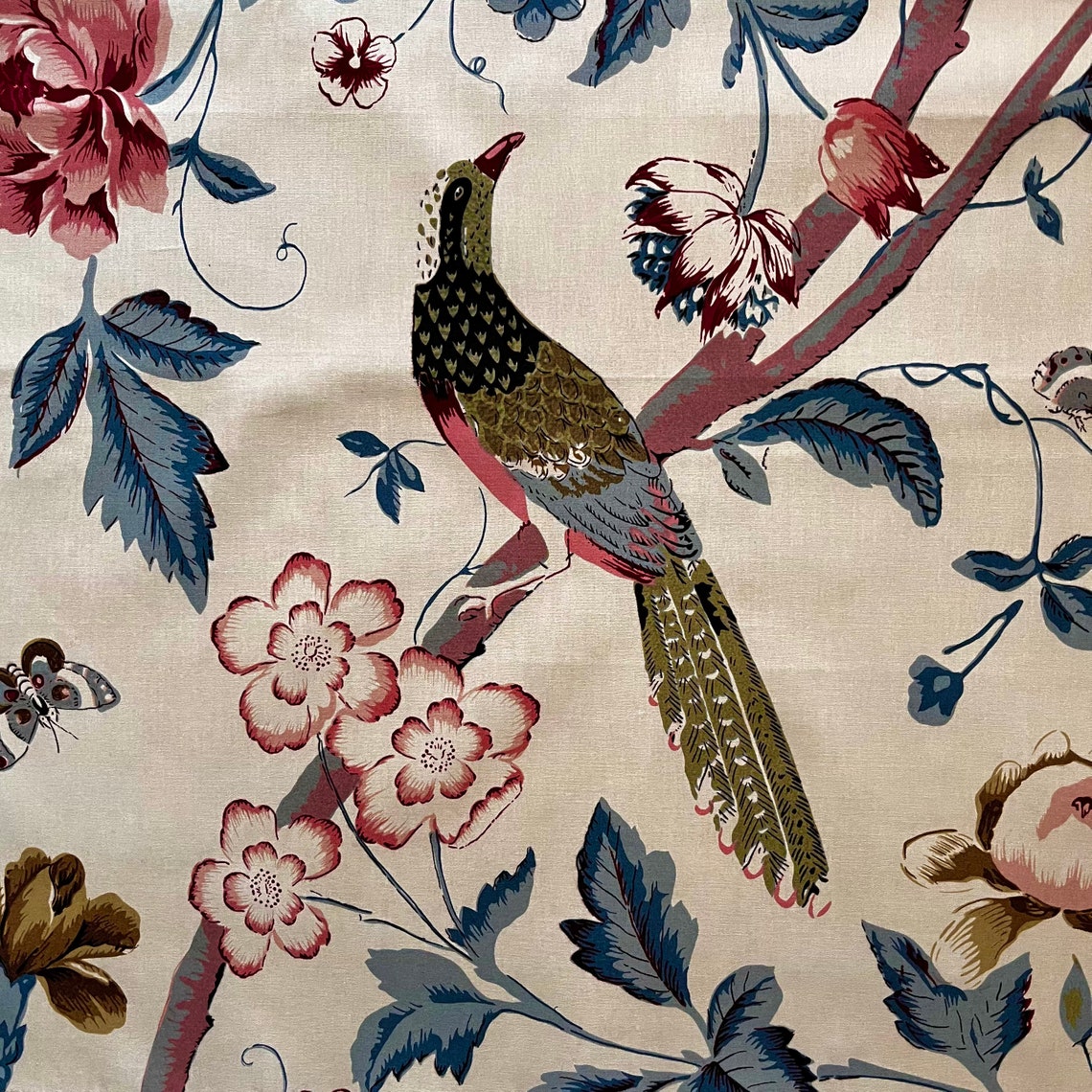 Rose Cumming Paradiso Fabric Sample – Floral Bird Print Cotton - Etsy
