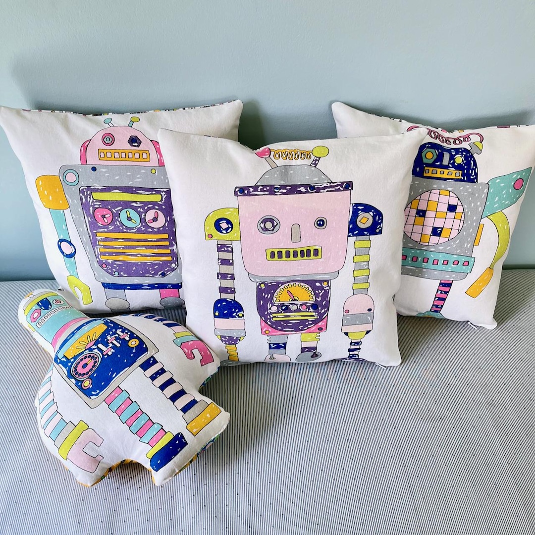 Retro Robot Pillows & Stuffie Toy - Perfect Christmas Gift for Little ...