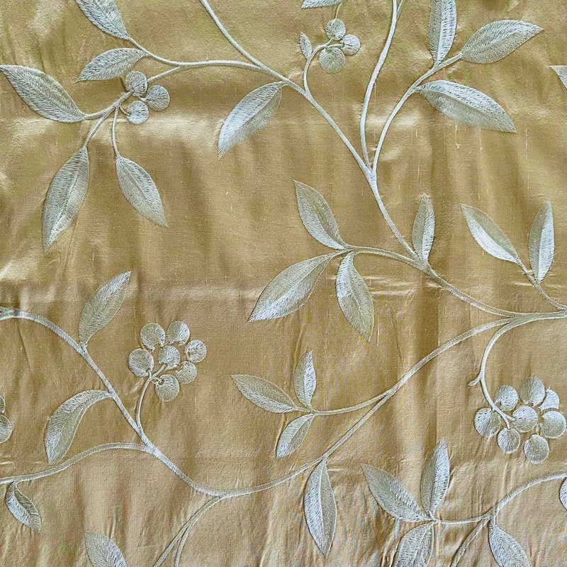 Embroidered Silk Fabric - Etsy