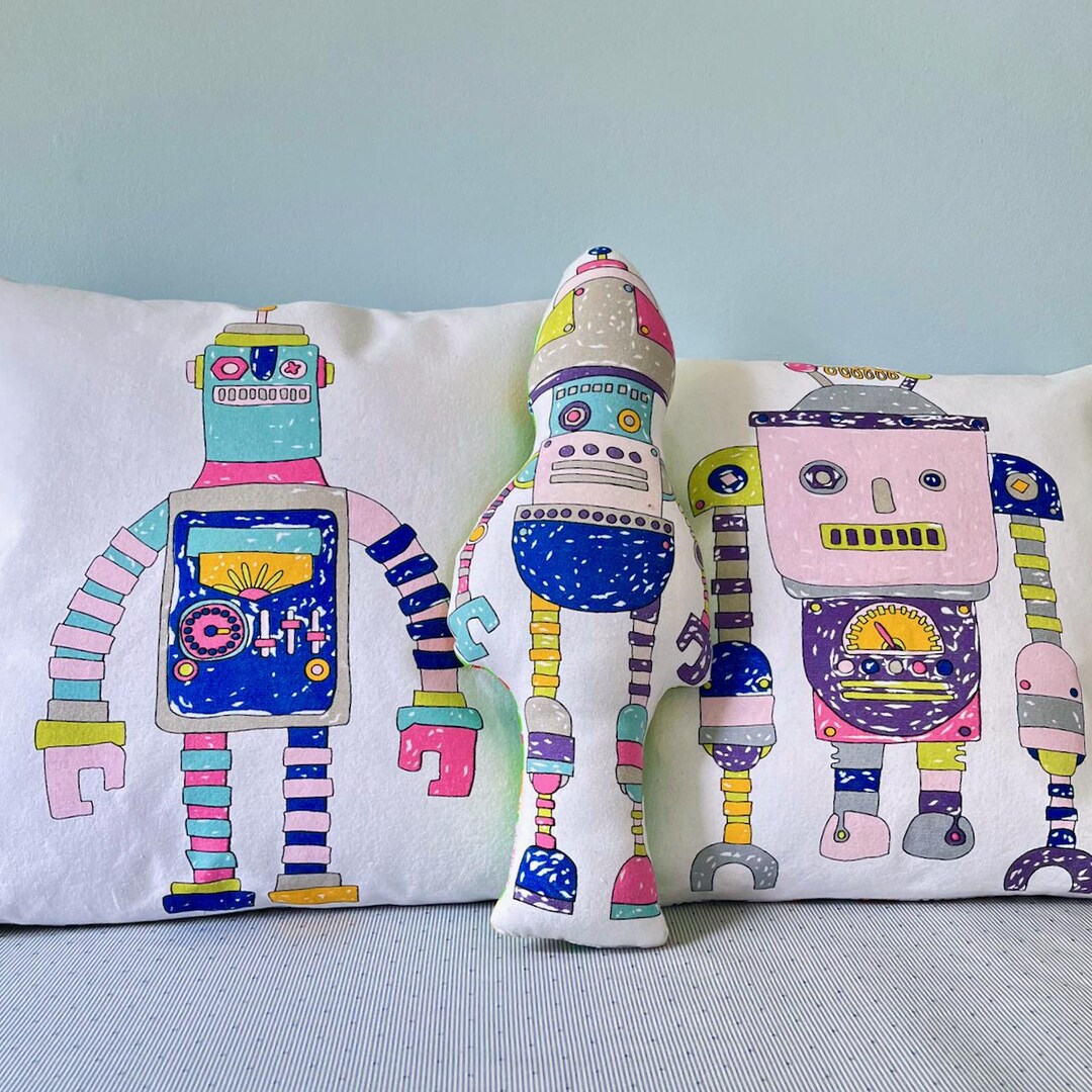 Retro Robot Pillow & Stuffie Toy Set – Kids Room Decor - Etsy Australia