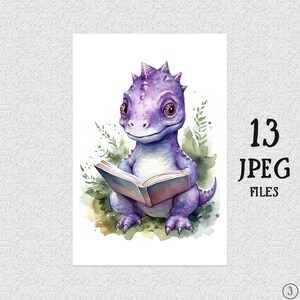 Watercolor Dinosaurs 13 Jpegs Files, Cute Dinosaurs Clipart Pack ...