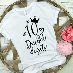 Double Digits SVG 10th Birthday Cut File 10 Years Old Saying Tenth ...