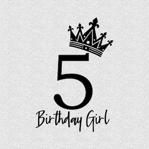 5th Birthday Girl Svg Png Birthday Princess Svg Fifth Birthday Svg 5 ...