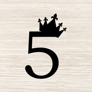 5th Birthday Girl Svg Png Birthday Princess Svg Fifth Birthday Svg 5 Svg Number With Crown Svg ...