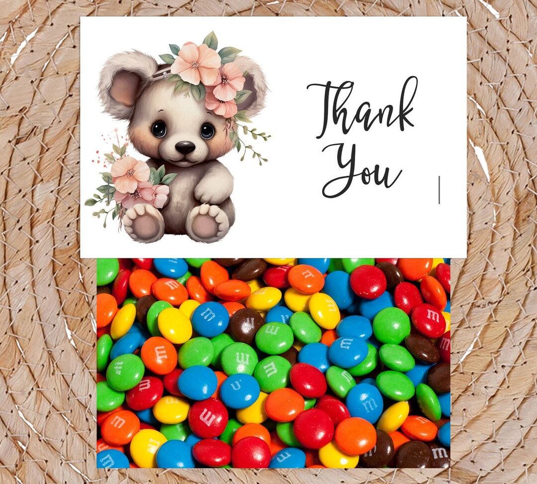 Treat Bag Toppers Thank You Baby Shower Tag Teddy Bear Baby Shower ...
