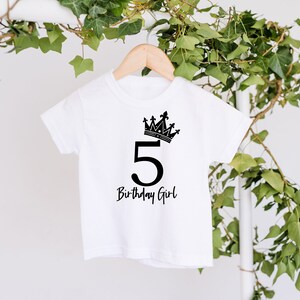 5th Birthday Girl Svg Png Birthday Princess Svg Fifth Birthday Svg 5 Svg Number With Crown Svg ...