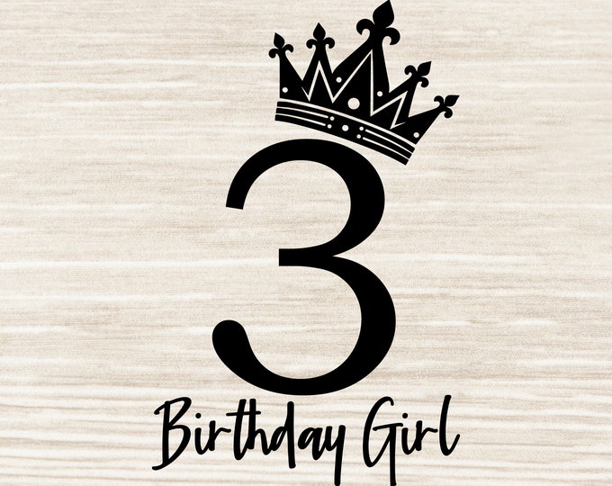 3rd Birthday Girl Svg,png,jpg,dxf, Third Birthday Svg, Birthday ...