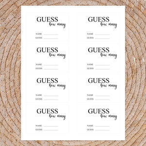Baby Shower Guess How Many Cards Guess How Many Guessing Game Printable ...
