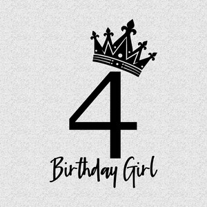 4th Birthday Girl Svg Png Fourth Birthday Svg 4 Svg Birthday Princess Shirt Svg Number With ...