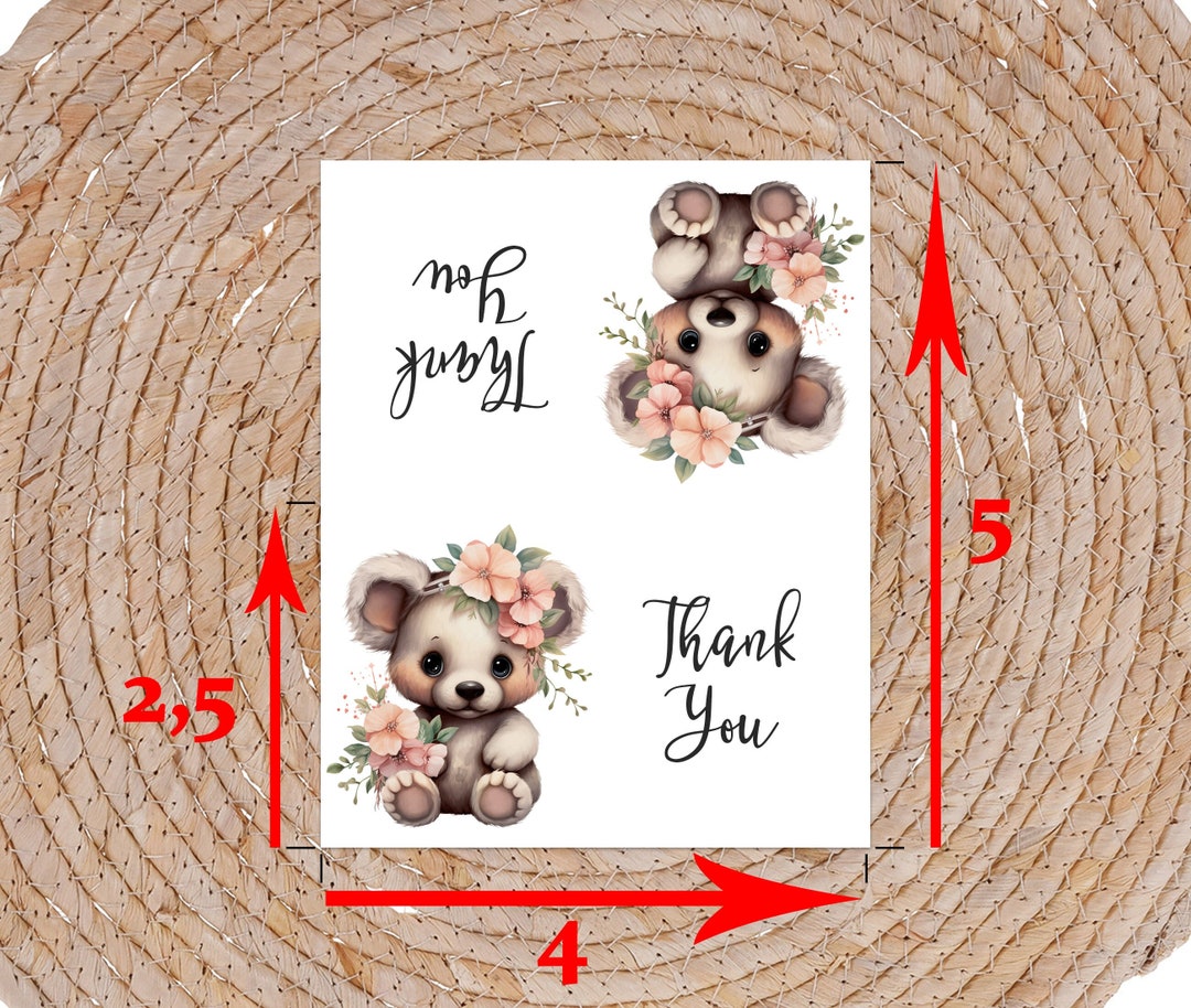 Treat Bag Toppers Thank You Baby Shower Tag Teddy Bear Baby Shower ...