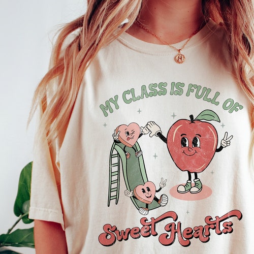 Retro School Valentine My Class Full of Sweet Hearts - Etsy