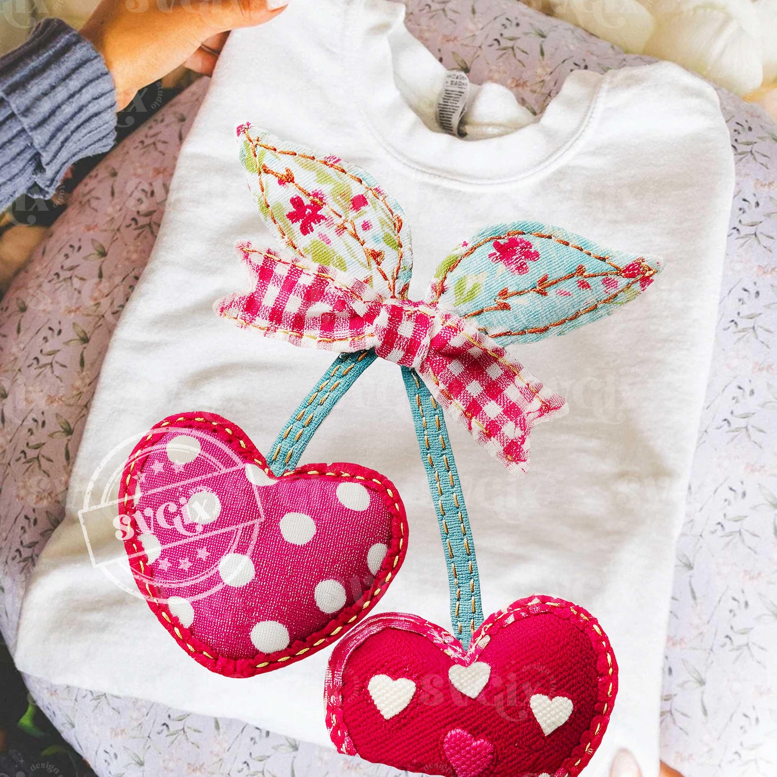 Cherry Vday PNG, Vday Preppy PNG, Valentines Day Png, Cherry Patchwork ...