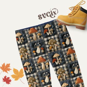 Mushies Patchwork Fall Seamless Pattern by Svgix - Fall Digital Paper - Instant Download - Etsy