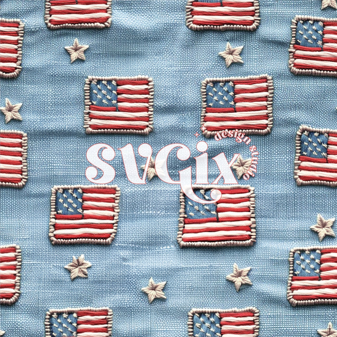 Faux US Flags Denim Seamless Pattern by Svgix - Etsy