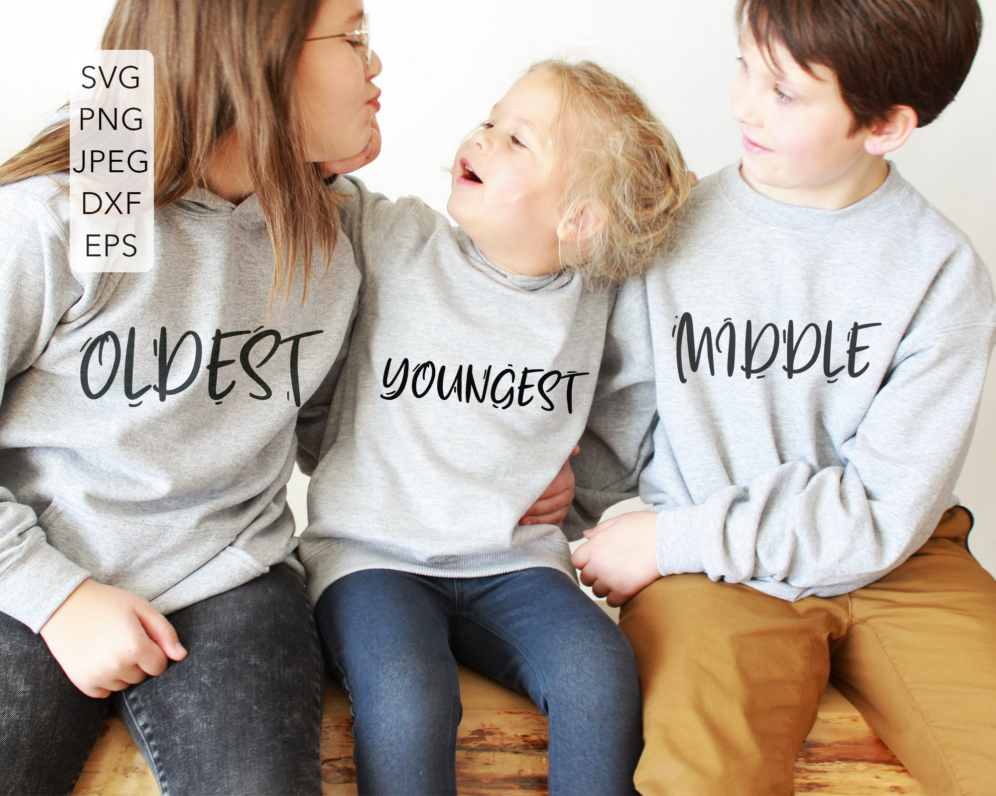 Oldest Middle Youngest Siblings Matching SVG Png Cutting - Etsy