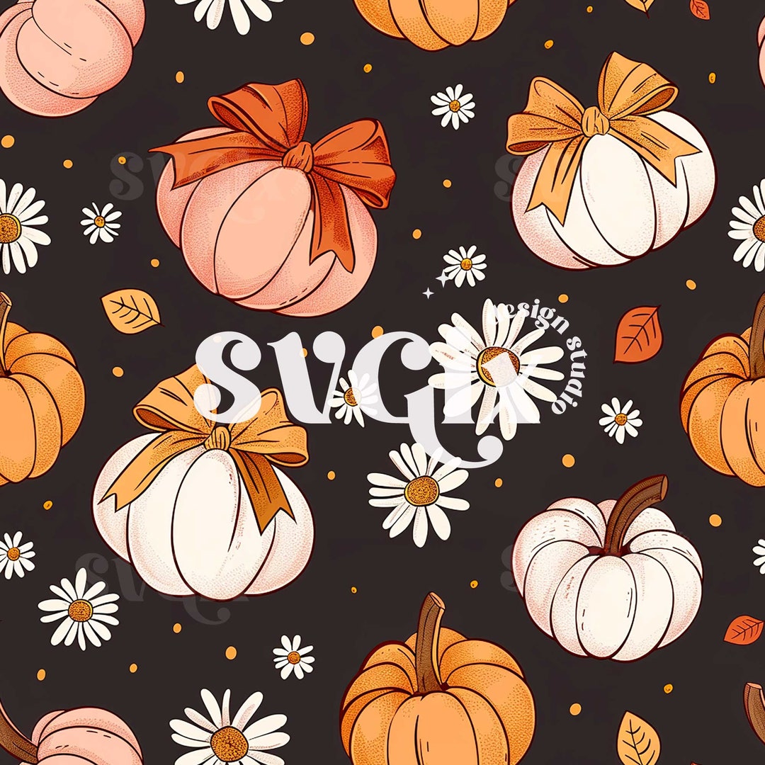Coquette Pumpkins and Daises Seamless Pattern by Svgix Fall Coquette ...