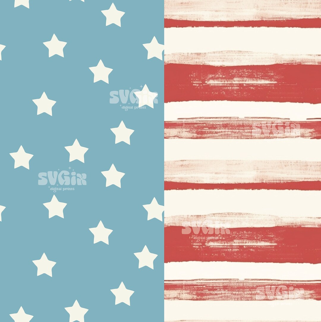 4th July Stars Stripes Seamless Repeating Patterns 2 Separate Files ...
