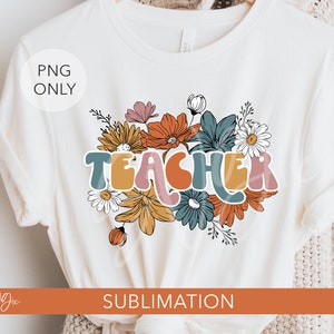Teacher Floral Png, Teacher Png Sublimation - Etsy