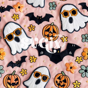 Groovy Ghosts Halloween Seamless Pattern - Digital Paper - Instant ...