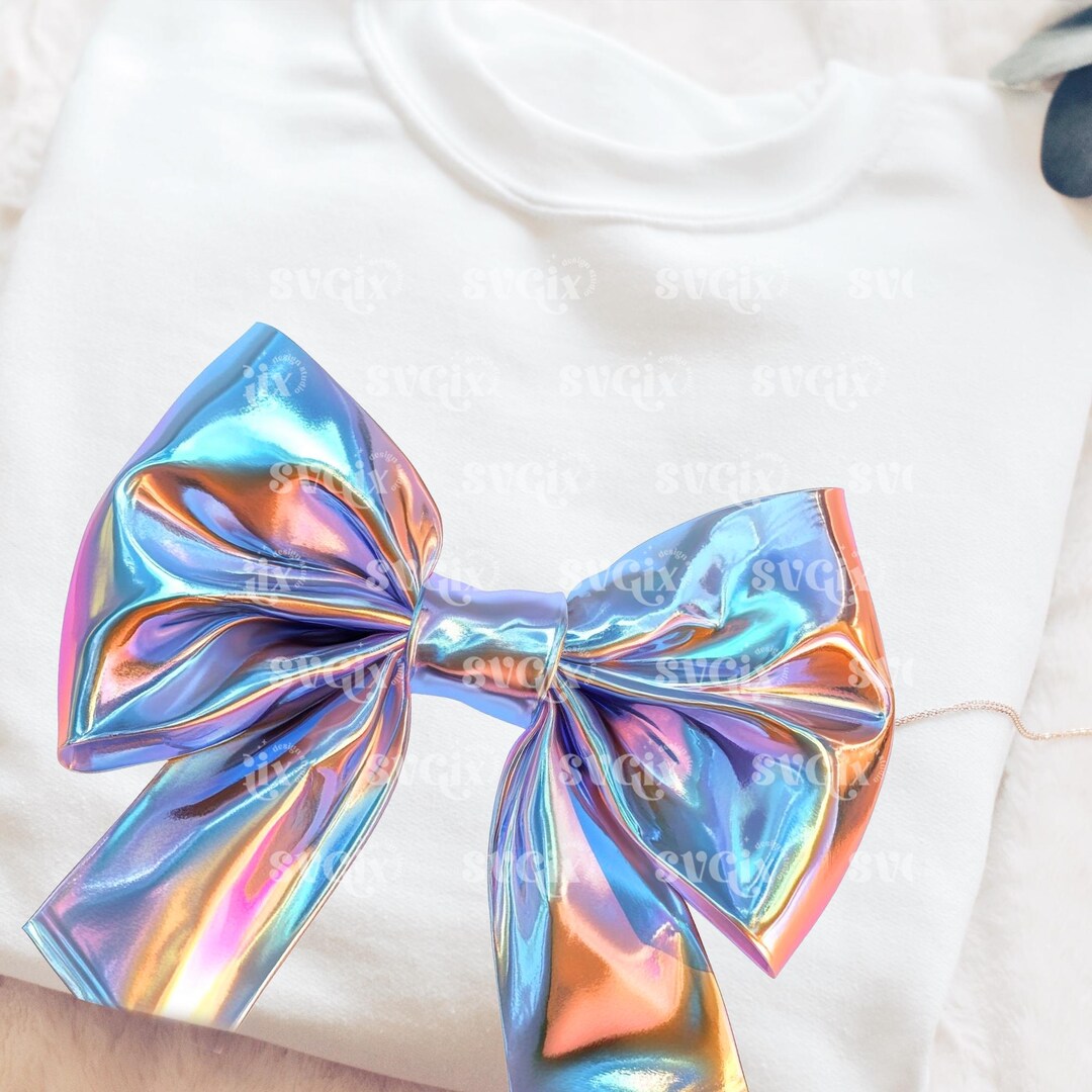 Iridescent Bow PNG, Holographic Bow PNG, Shiny Bow Png, Digital ...