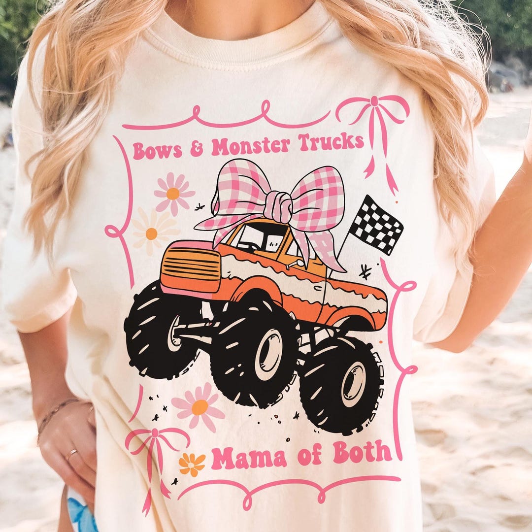 Bows & Monster Trucks, Mom of Both Png, Boy Mama Png, Momof Both Png ...