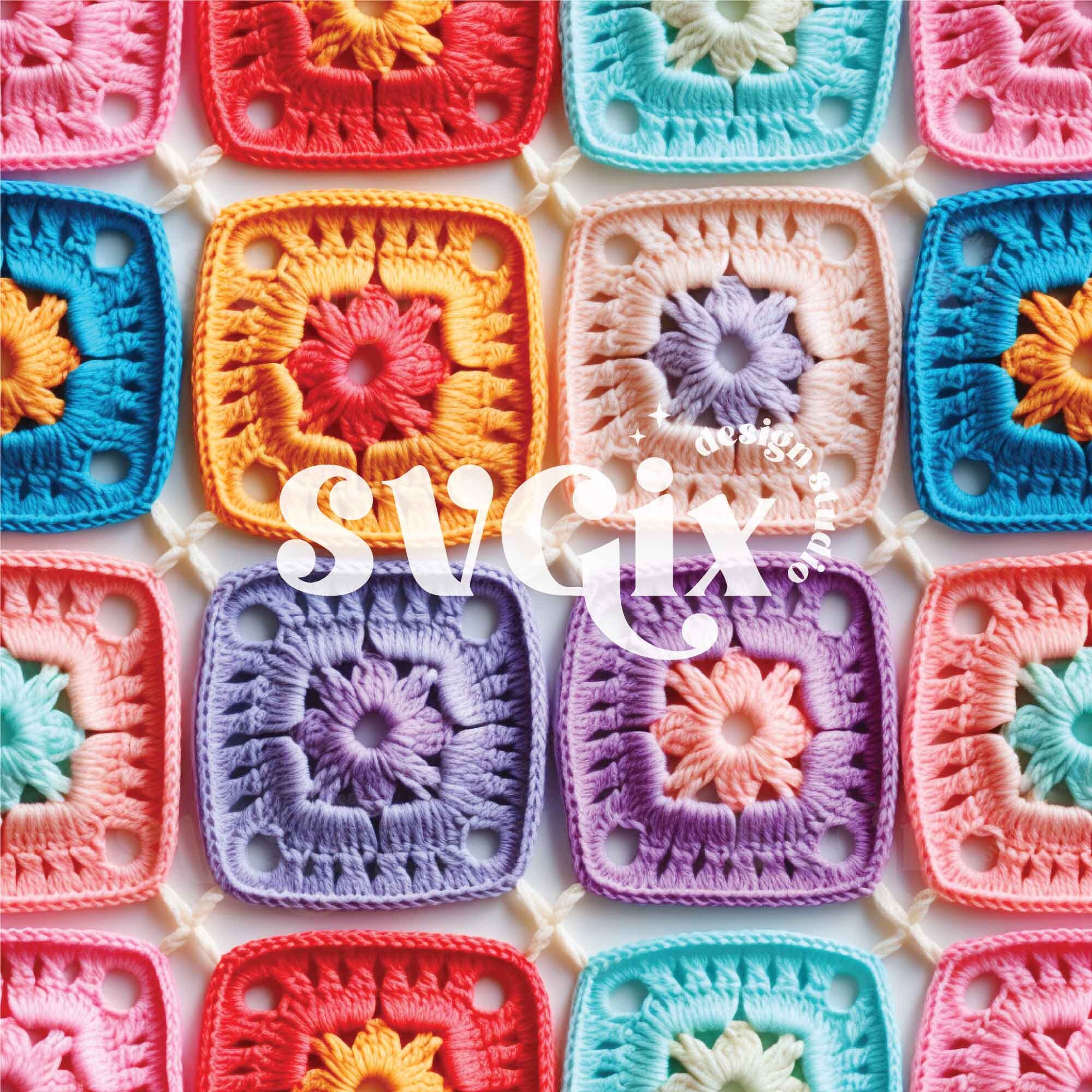 Rainbow Crochet Squares Seamless Pattern by Svgix - Etsy