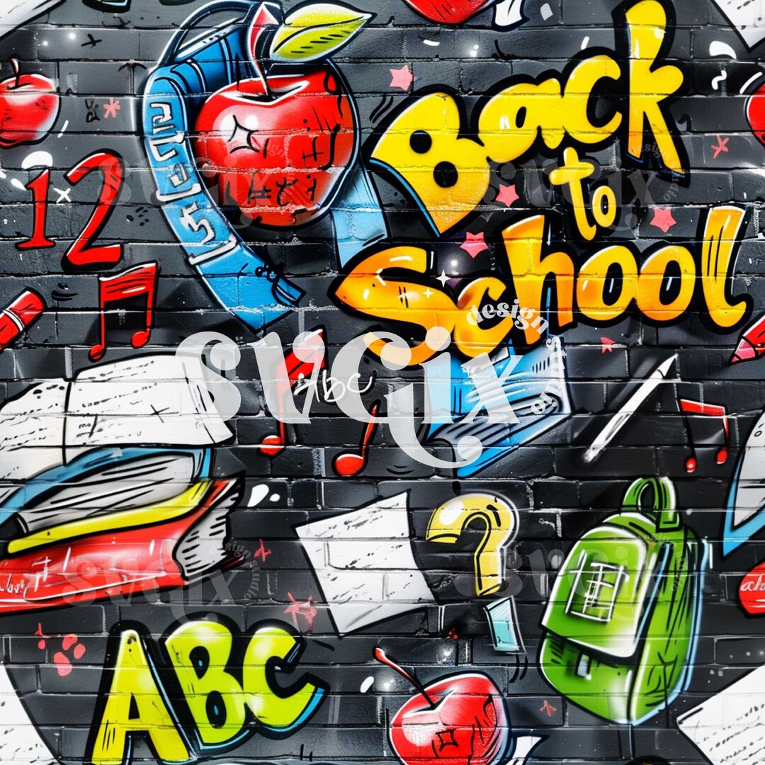 Back to School Grafitti Seamless Pattern by Svgix Boys Back to School ...