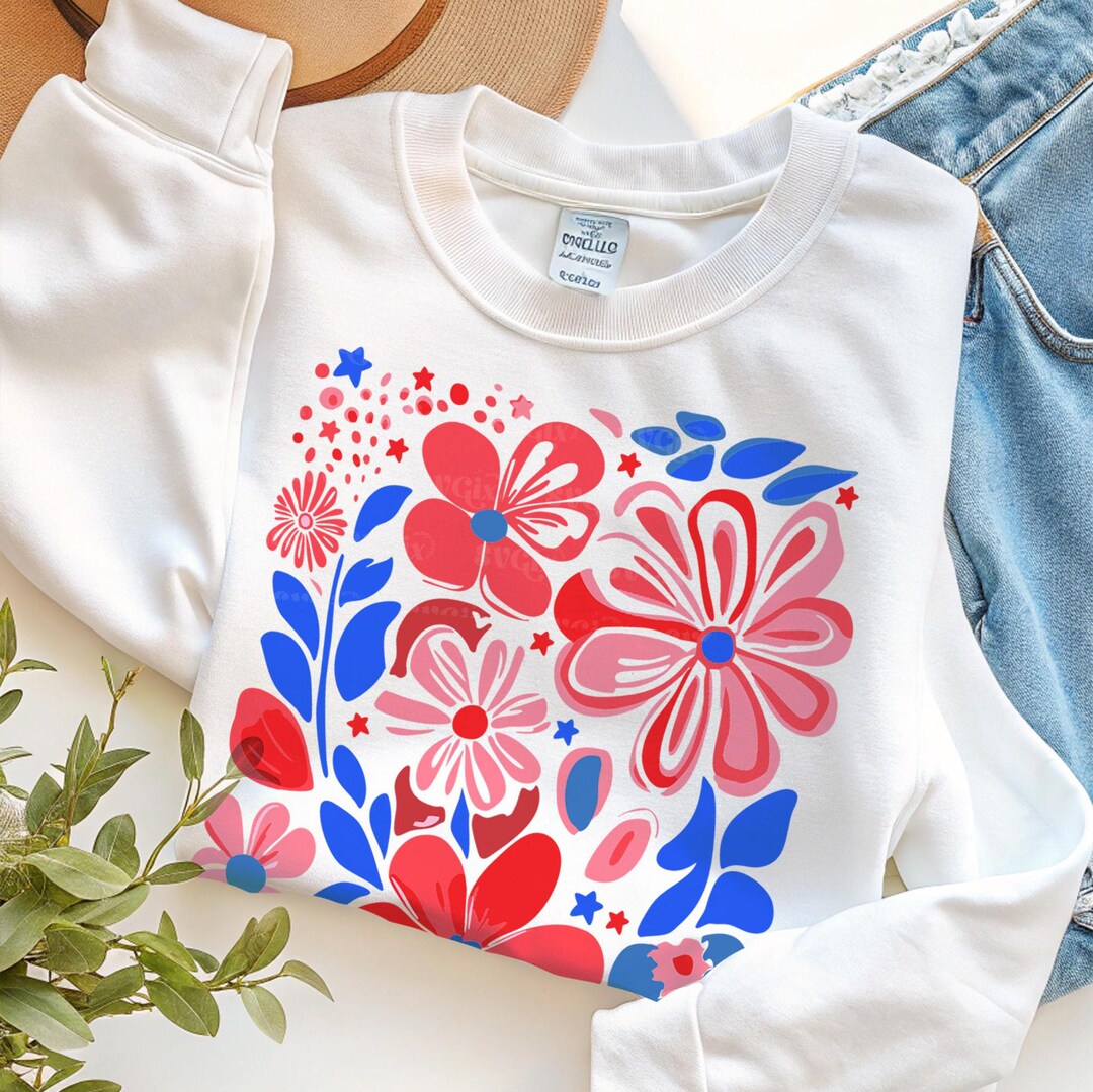 Boho 4th July Png, 4th of July Floral Png, Patriotic Fourth of July ...