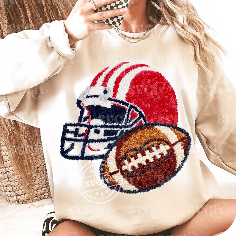 American Football Faux Chenille PNG, Faux Latch Hook Yarn Football PNG ...