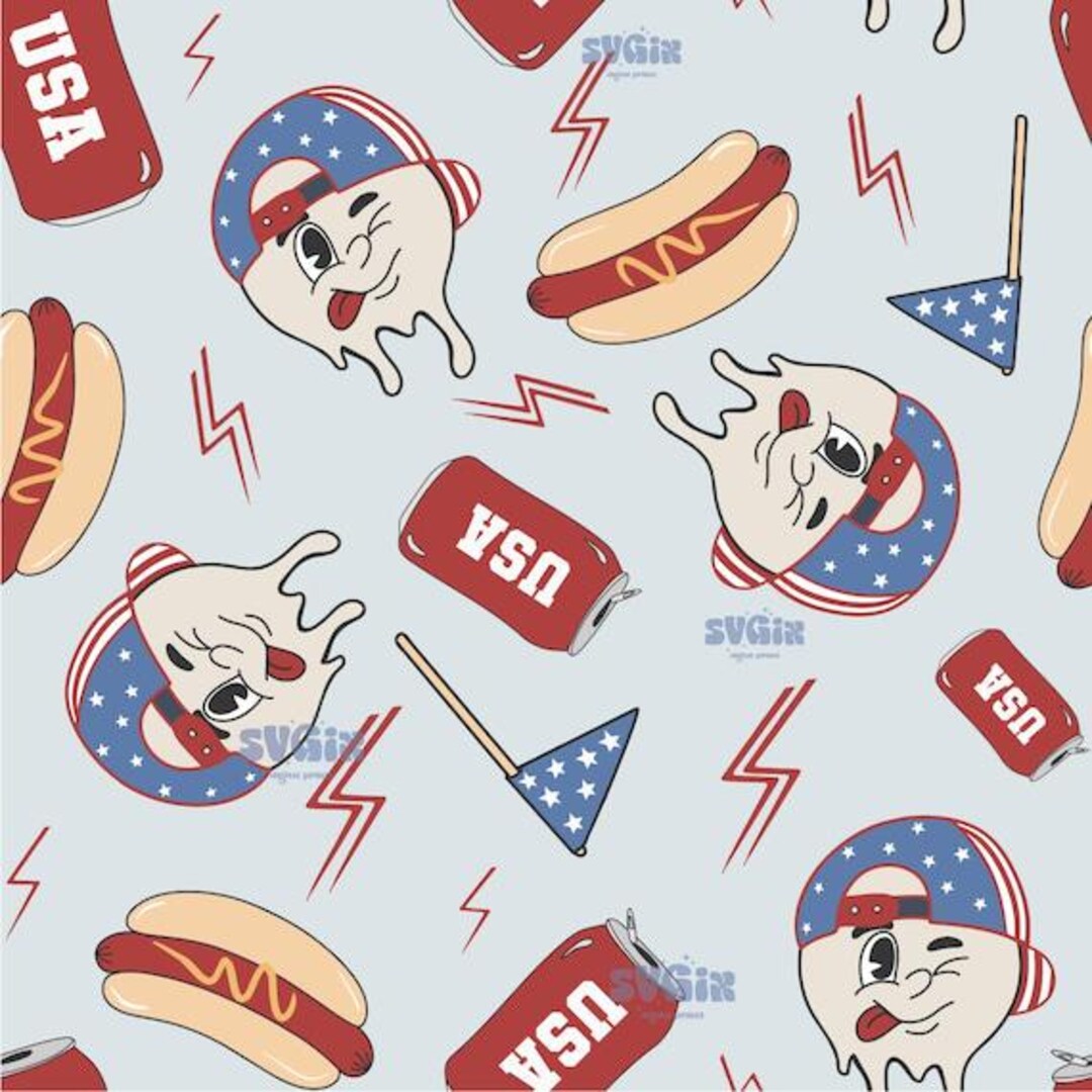 4th July FOJ Patriotic Boy Seamless Repeating Pattern Instant Download ...