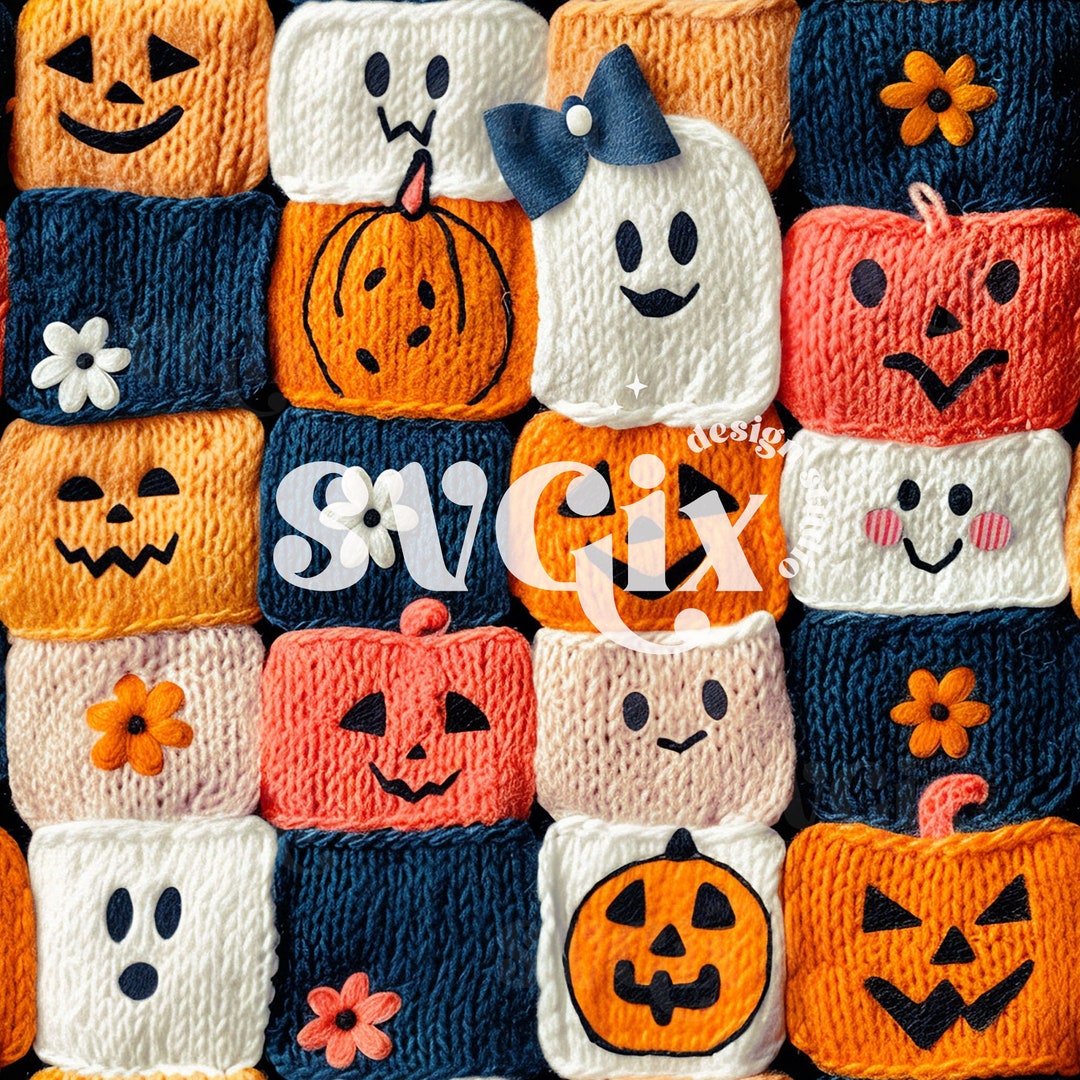 Halloween Knit Squares Seamless Pattern by Svgix Digital Paper Instant Download - Etsy