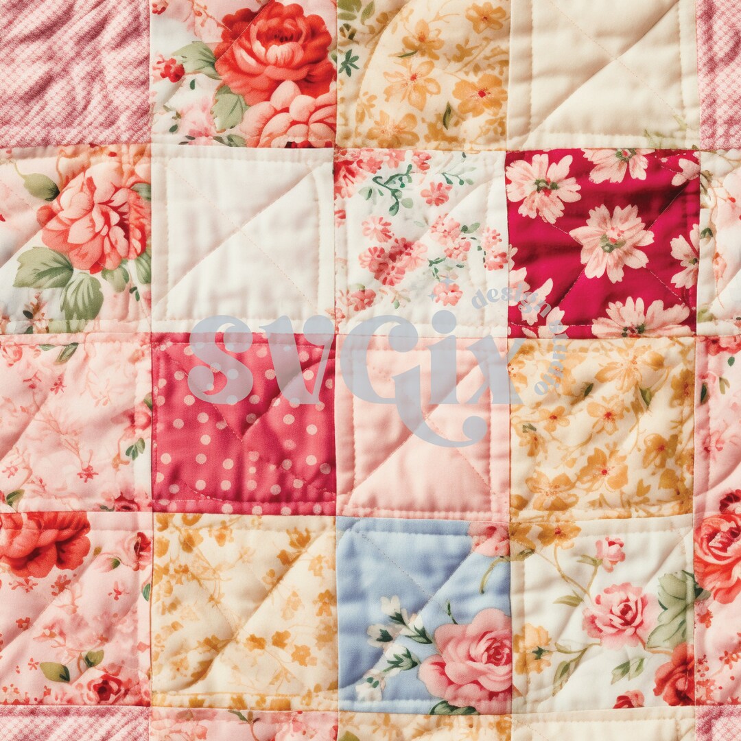 Pastel Pink Patchwork Quilt Seamless Pattern by Svgix - Etsy