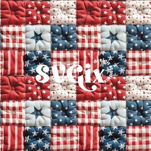 FOJ 4th July Patriotic Faux Patchwork Quilt Seamless Repeating Pattern Background File for ...