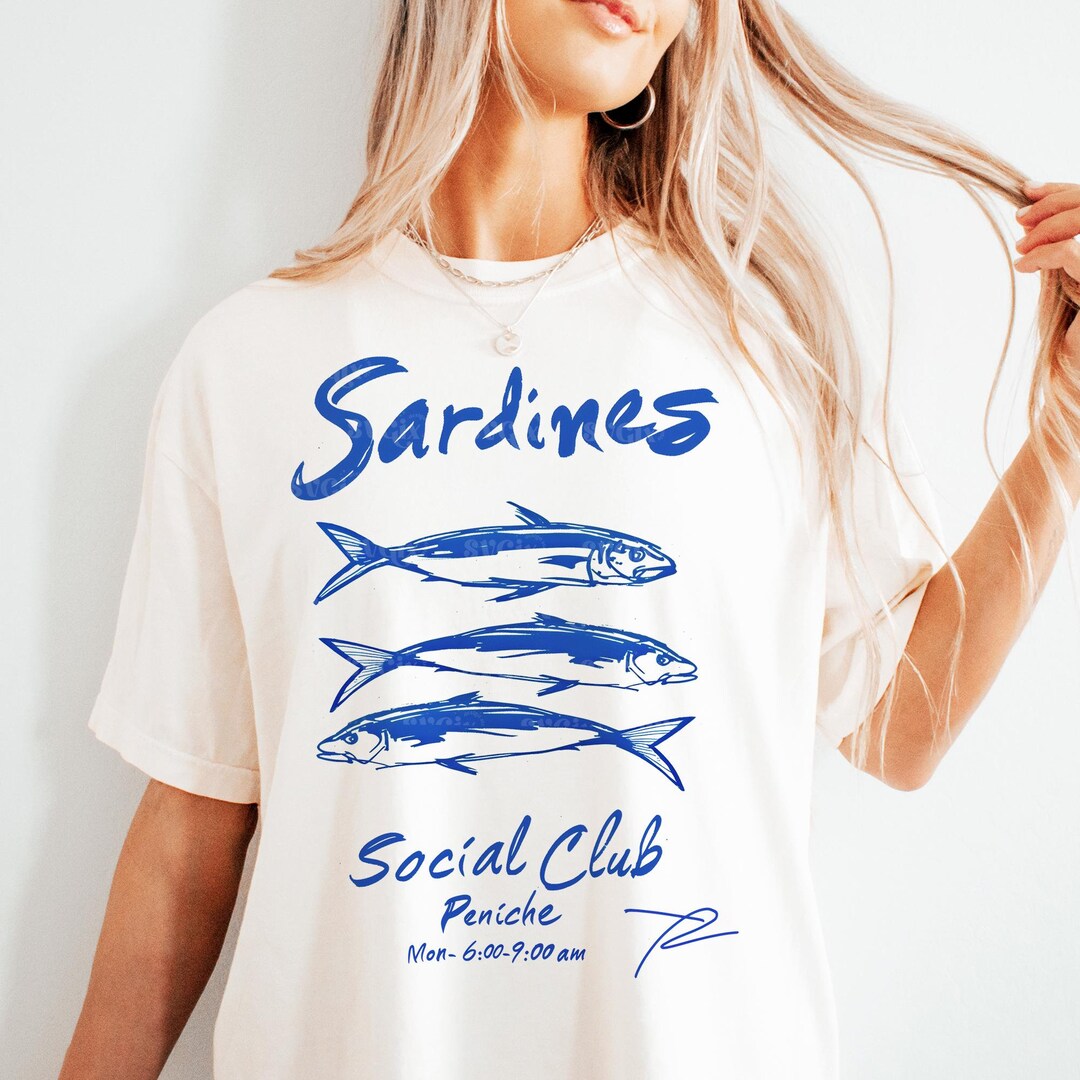 Sardines Social Club, Sardines PNG, Fisherman Aesthetics, Summer Shirt ...
