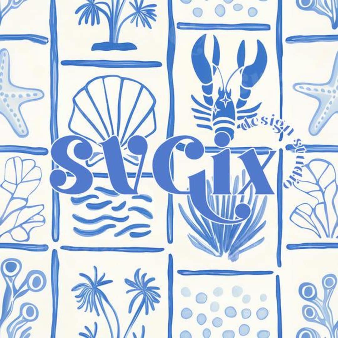 Coastal Seamless Marine Seaside Lobster Seamless Pattern Digital Paper ...