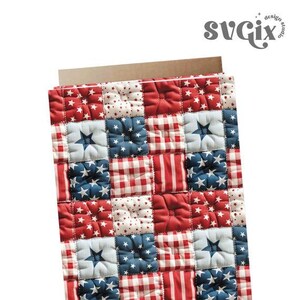 FOJ 4th July Patriotic Faux Patchwork Quilt Seamless Repeating Pattern Background File for ...