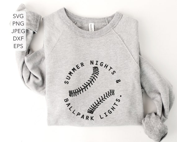 Summer Nights & Ballpark Lights Svg Baseball Mom Svg | Etsy