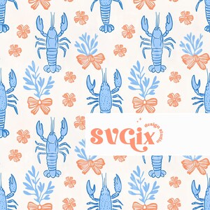 Lobster Seamless Coastal Seamless Marine Seaside Coquette Repeating ...