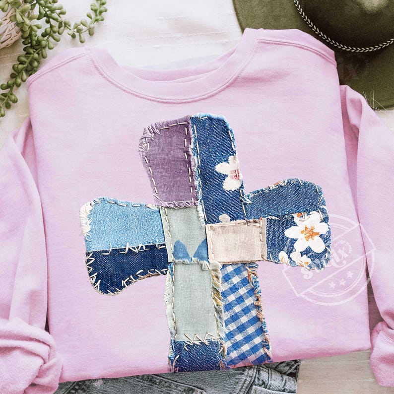 Faux Patchwork Cross PNG, Easter Christian PNG, Easter Cross PNG - Etsy